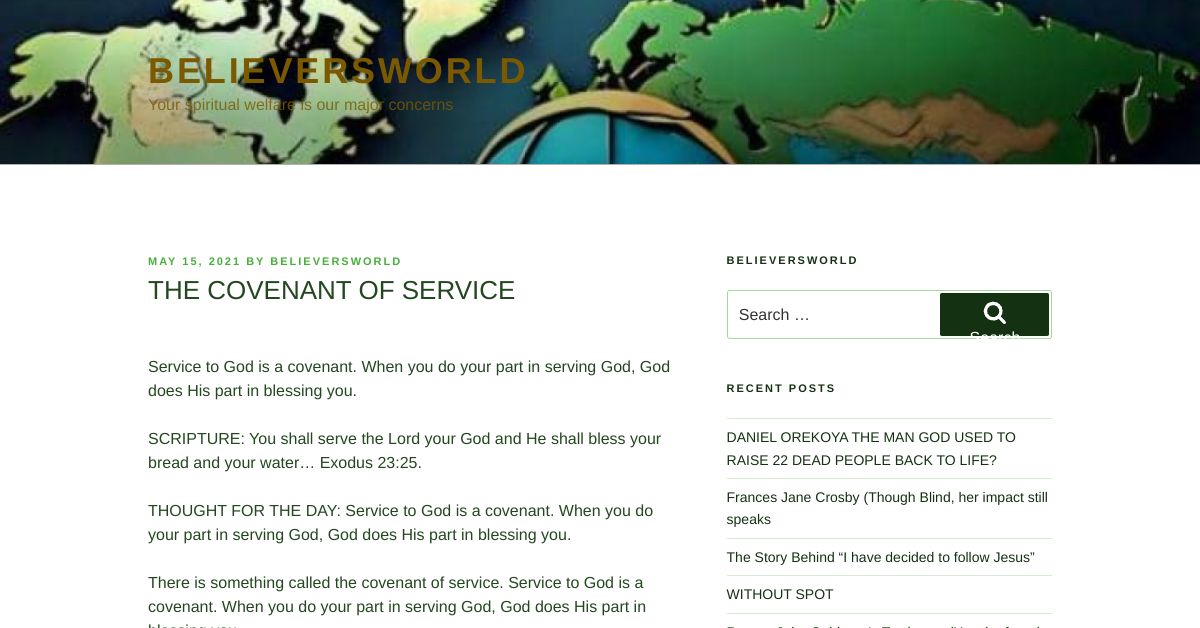 THE COVENANT OF SERVICE – believersworld