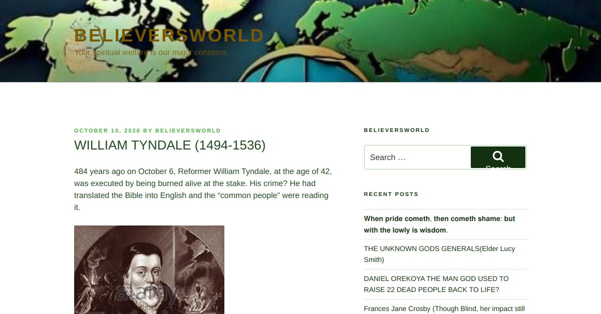 WILLIAM TYNDALE (1494-1536) – believersworld